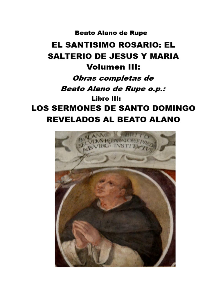 Obras completas del Beato Alano de Rupe | PDF | Rosario | orador del Señor