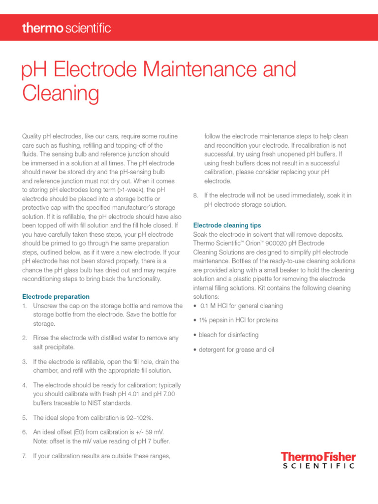 Manual de Limpieza Electrodo Ph-Metro Orion Star A211 | PDF | Ph | Calibration