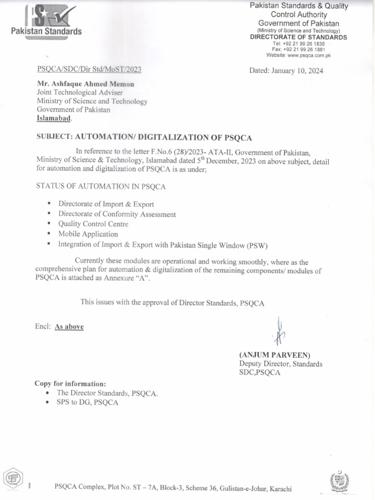 Automation Digitalization of PSQCA | PDF | Budget | Cheque