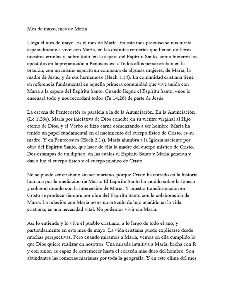 Mes de Mayo Mes de María | PDF | María, madre de Jesús | Cristo (título)