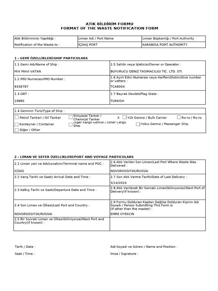 Waste Notification Form - 1 | PDF