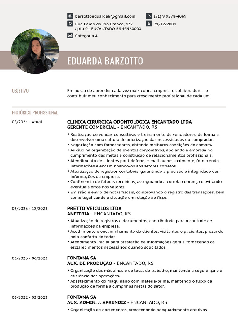 Eduarda Barzotto Curriculo | PDF