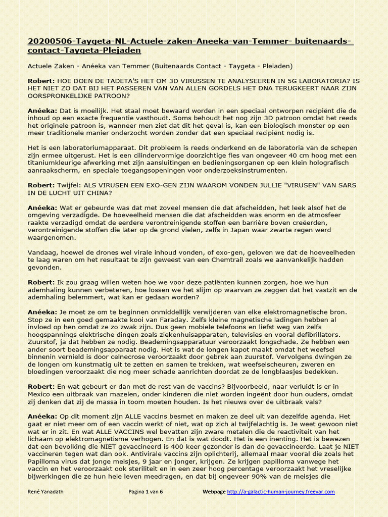 20200506-Taygeta-NL-Actuele-zaken-Aneeka-van-Temmer - Buitenaards - Contact | PDF