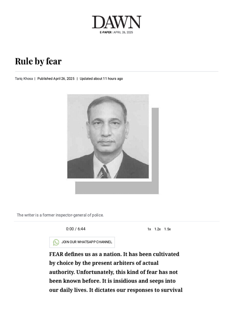 Rule by Fear - Newspaper | PDF | Government | Political Science