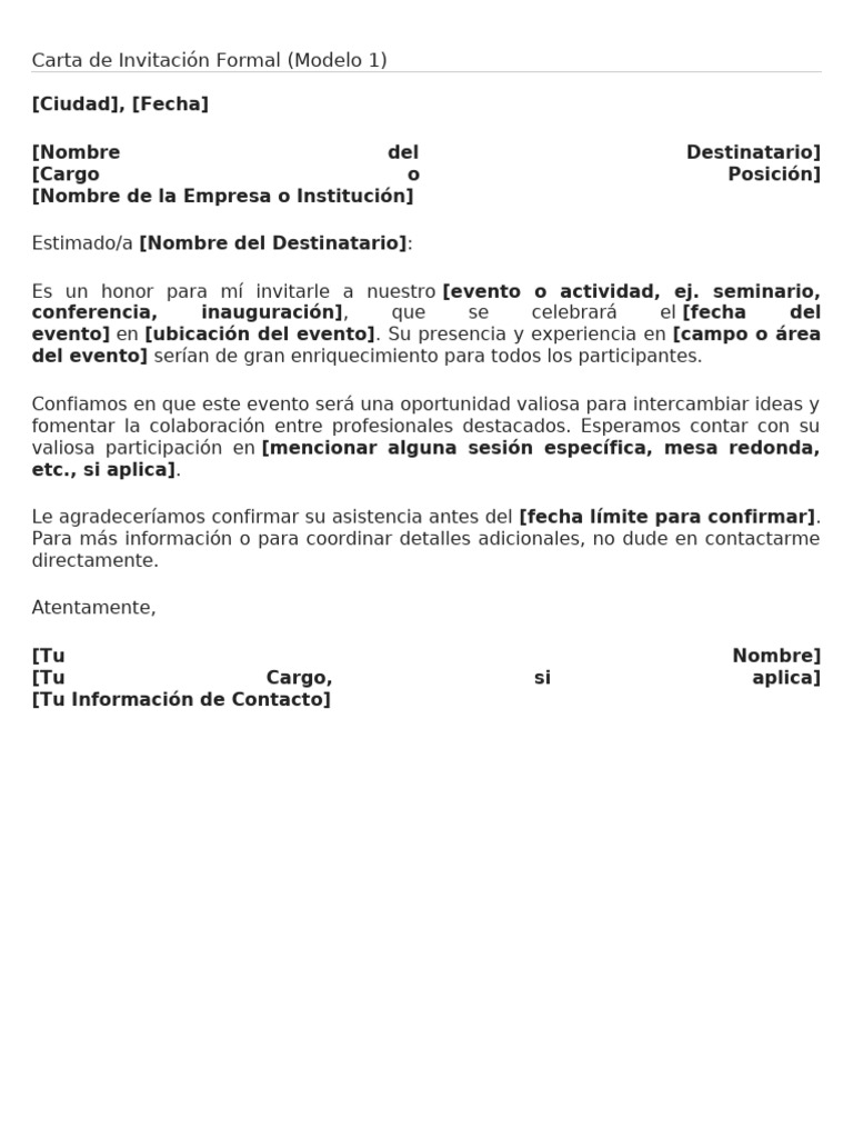 Carta de Invitación A Una Autoridad | PDF