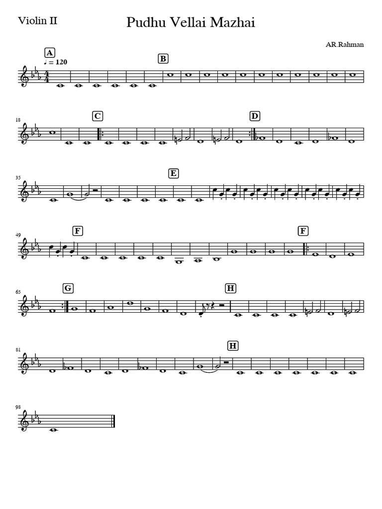 Pudhu Vellai Mazhai FINAL-Violin II | PDF