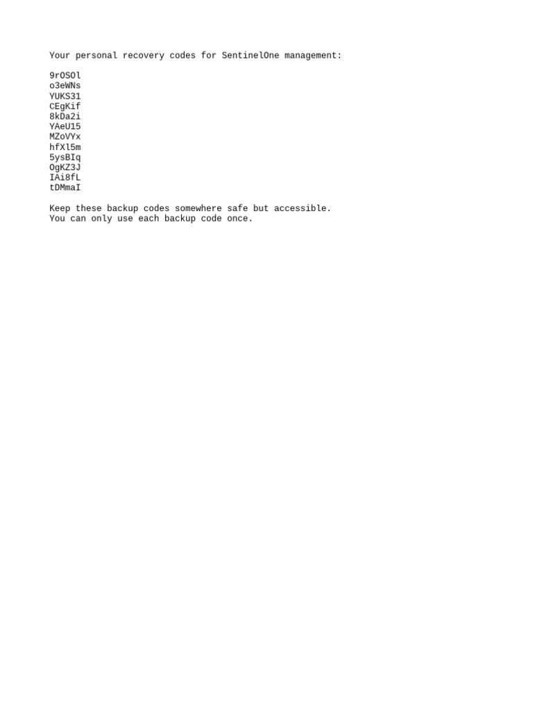 SentinelOne Auth Codes | PDF