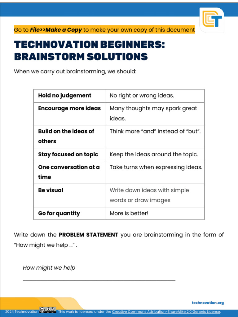 Beginner 4a - Brainstorm Solutions | PDF | Brainstorming | Creative Commons License