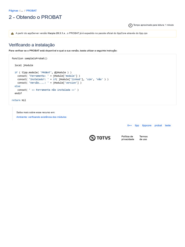 2 - Obtendo o PROBAT - TOTVSTEC - TDN | PDF