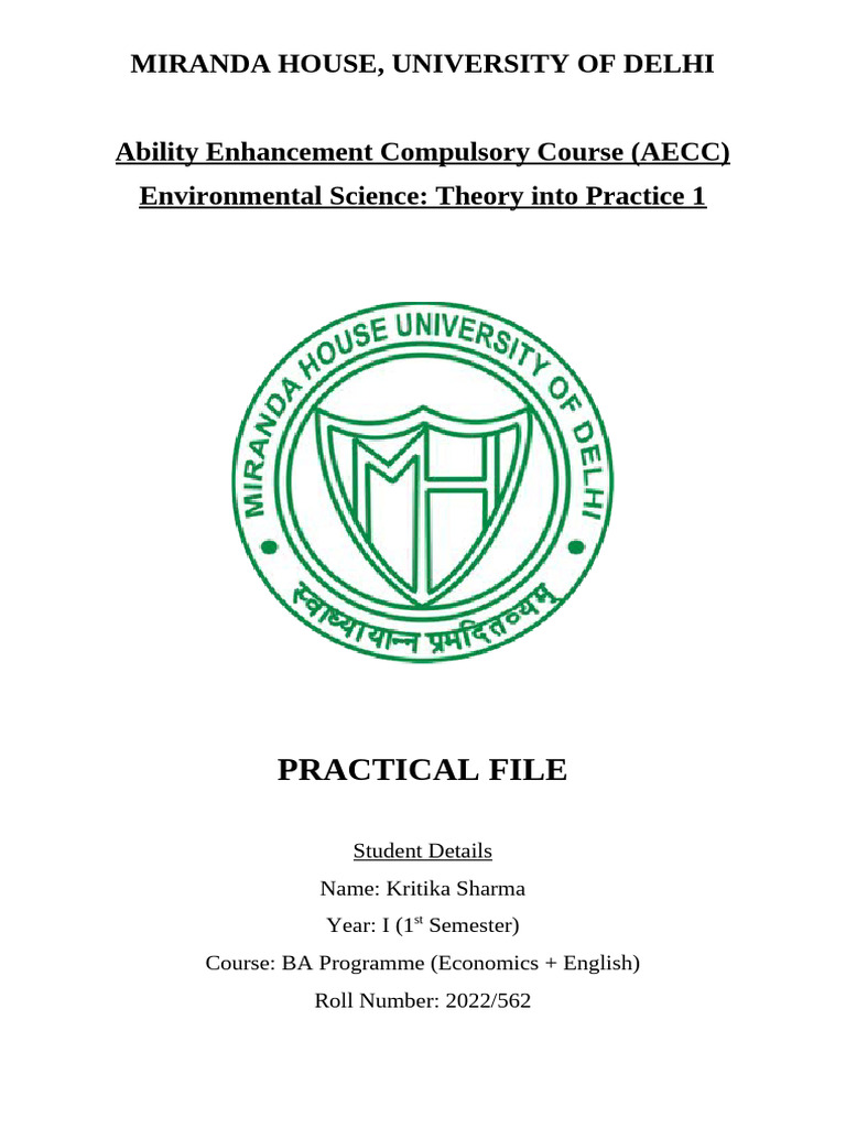 EVS - Practical File | PDF