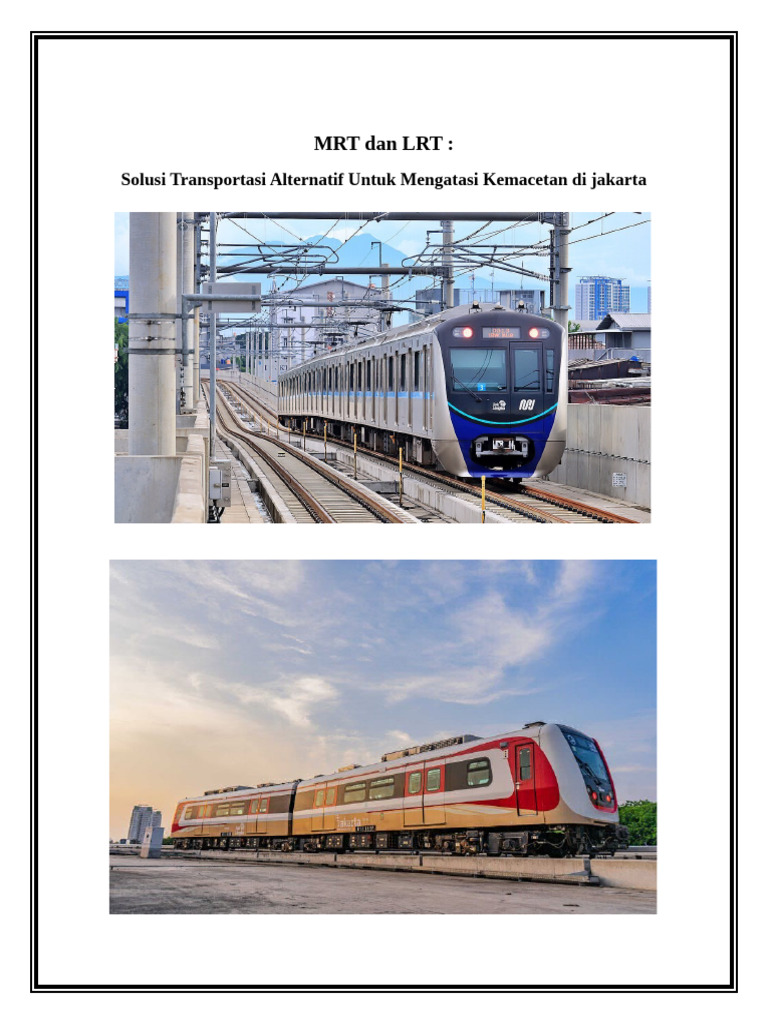 Tugas Kelompok Bandung, MRT Vs LRT | PDF
