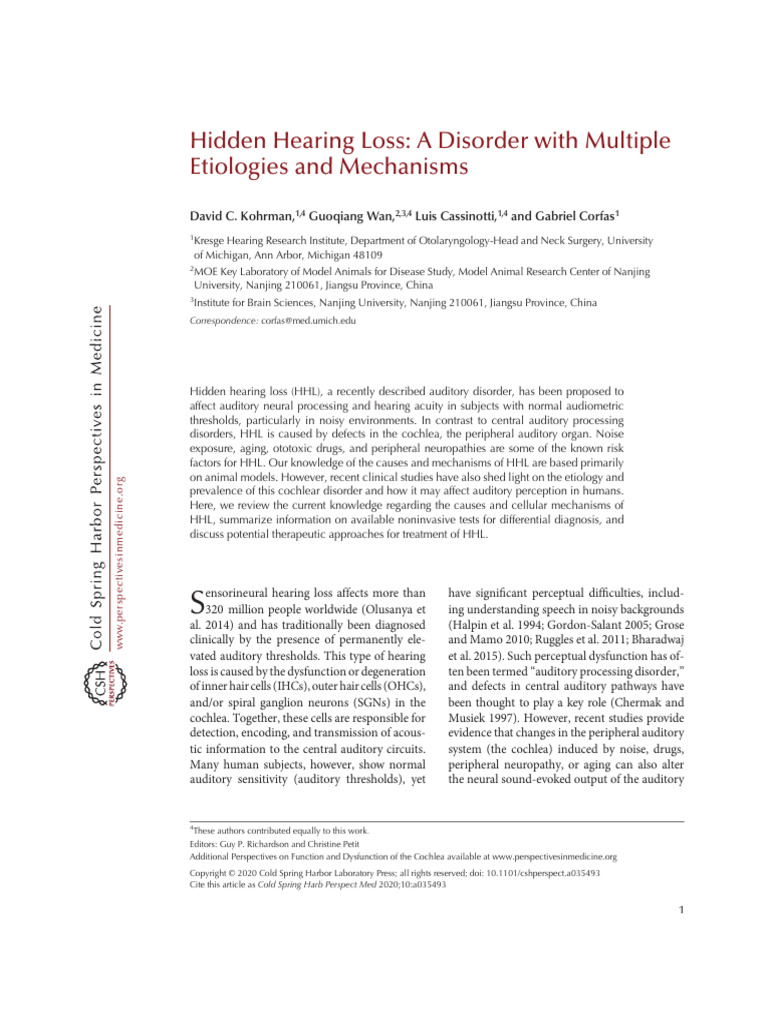 Understanding Hidden Hearing Loss | PDF | Hearing | Myelin