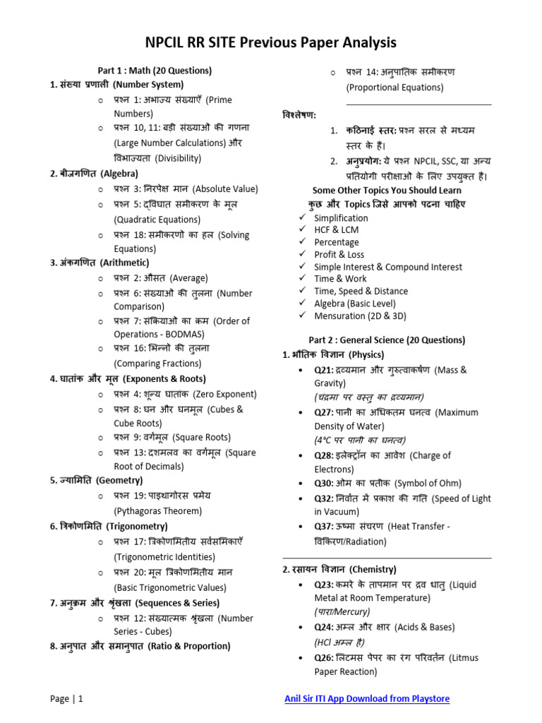 NPCIL Previous Paper Analysis | PDF