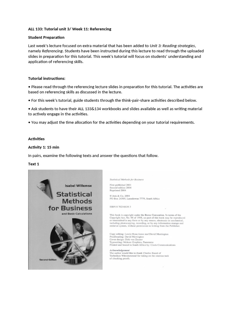 Referencing Tutorial - Week 11 | PDF | Lecture