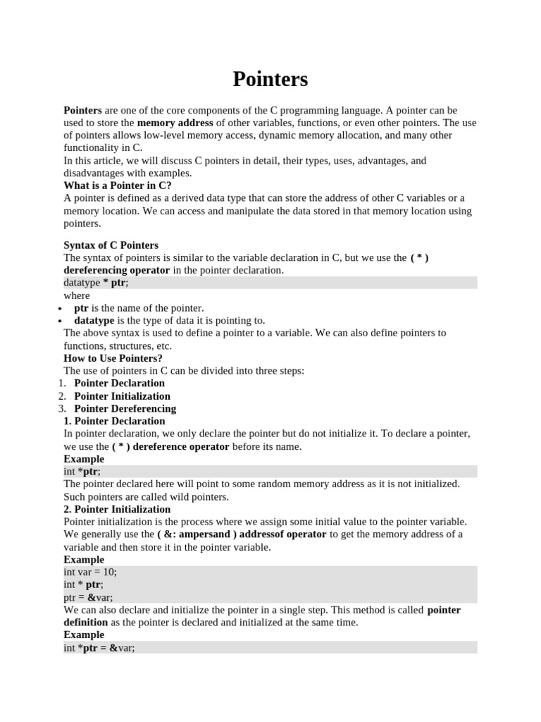 Pointers And Linked Lists Pdf Pointer Computer Programming Data 5420