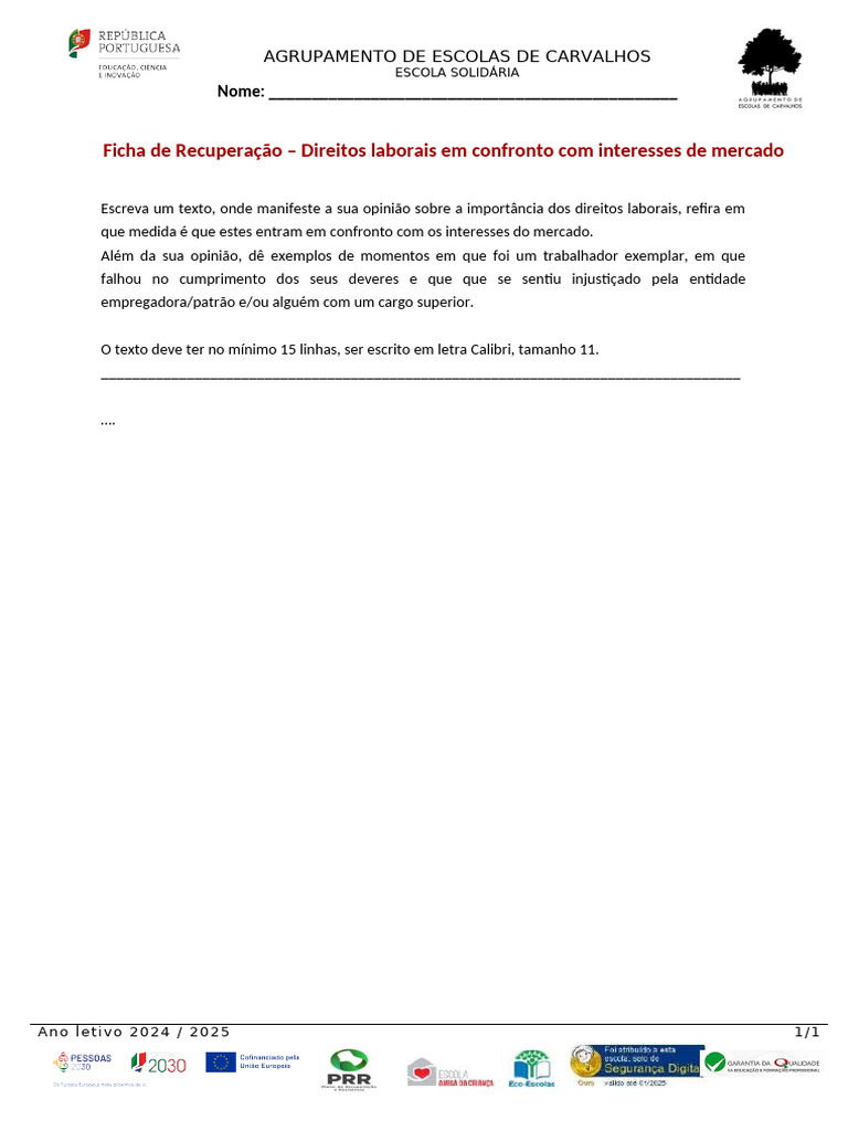 Ficha 2 CP1 Recuperacao | PDF