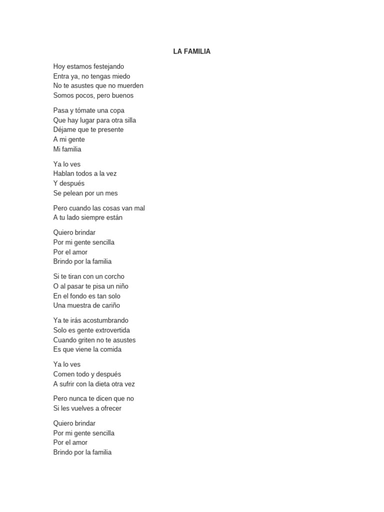 Canción La Familia | PDF