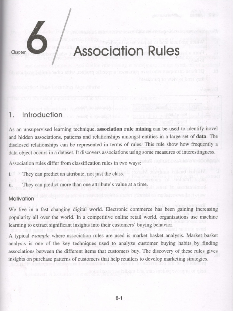 Machine Learning (6. Association Rules) 1 | PDF
