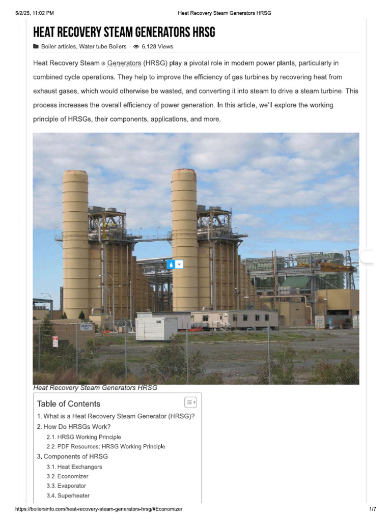 Heat Recovery Steam Generators HRSG | PDF