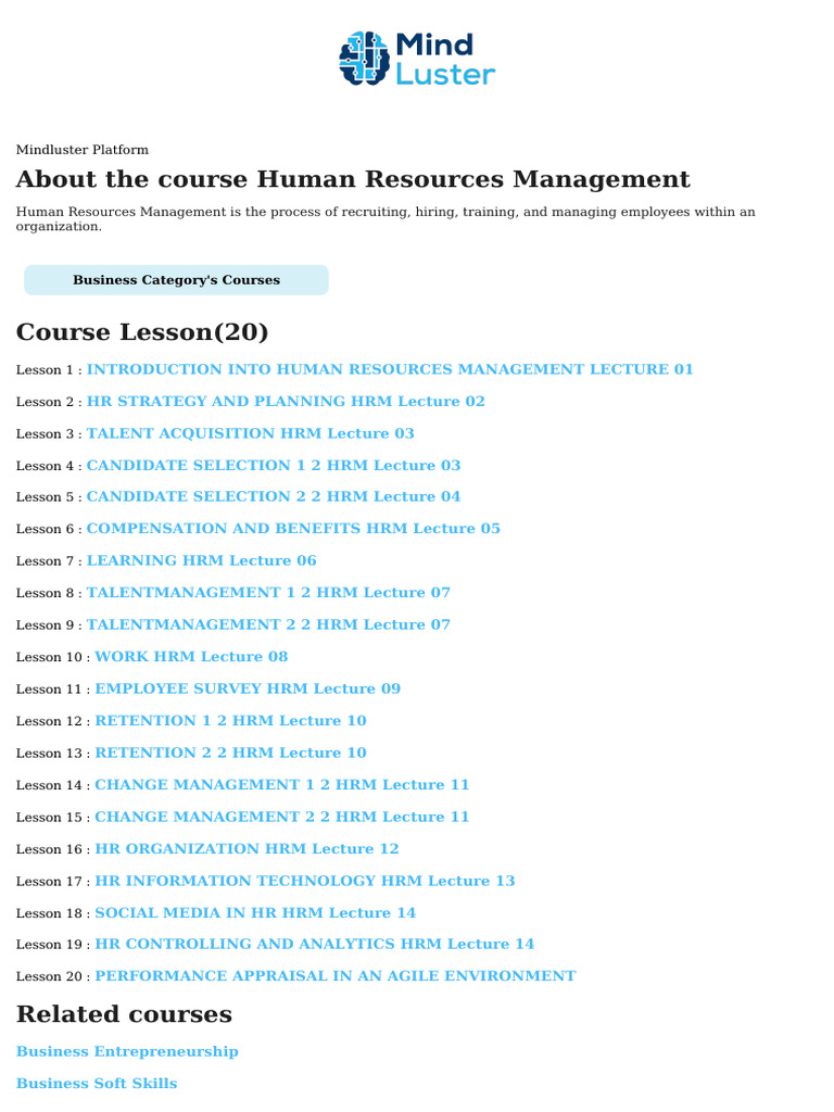 Human Resources Management Course Content | PDF