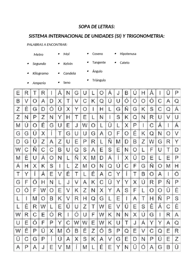 Sopa de Letras Matematicas | PDF