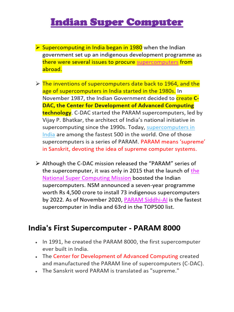 Indian Super Computer | PDF