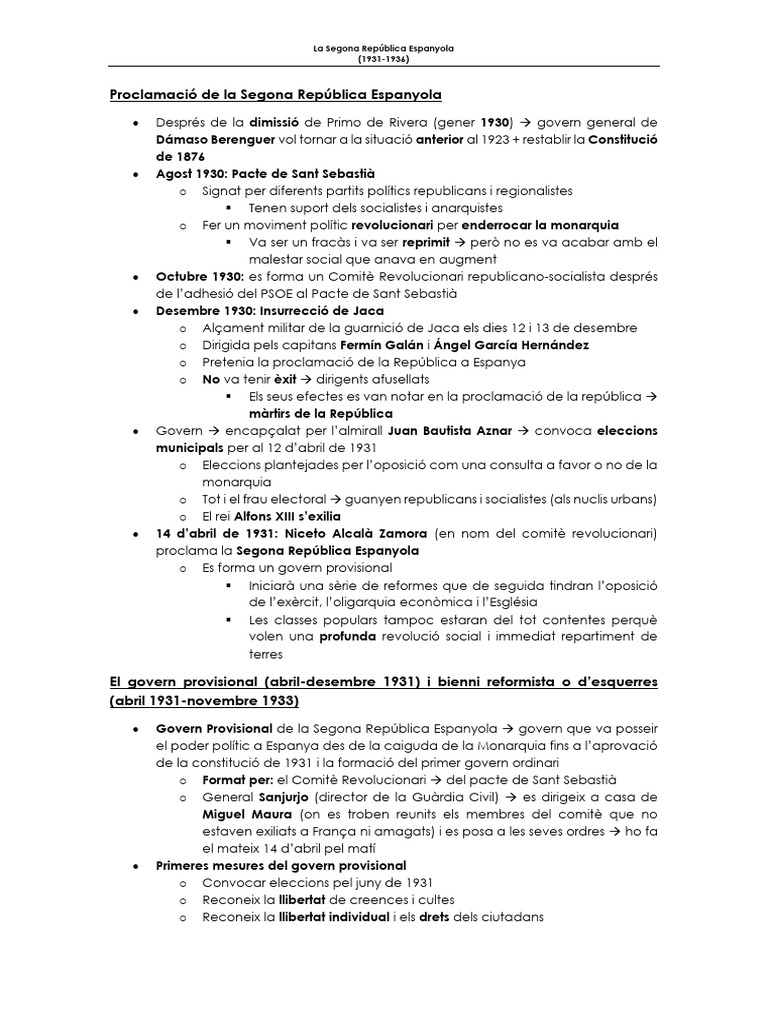 La Segona República Espanyola | PDF