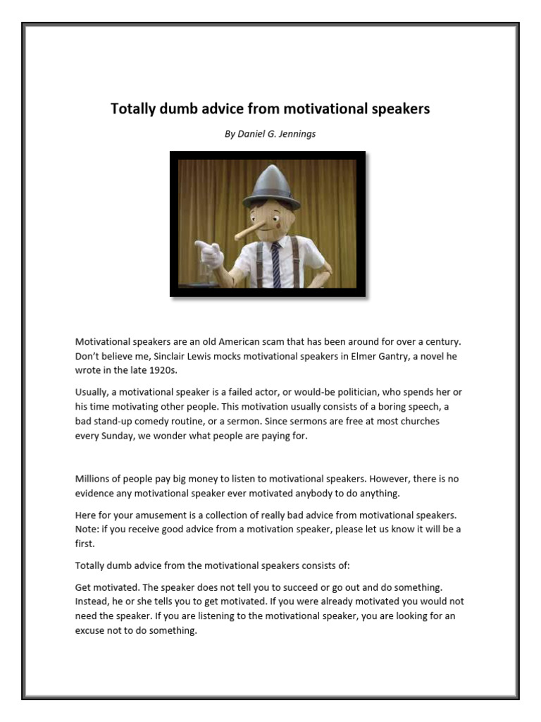 Reading - Totally Dumb Advice From Motivational Speakers | PDF