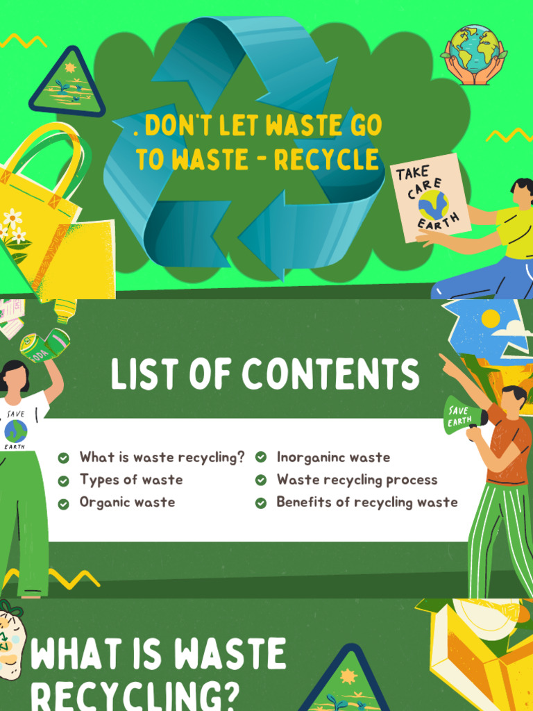 Green and White Illustrative How To Recycle Waste Presentation | PDF ...
