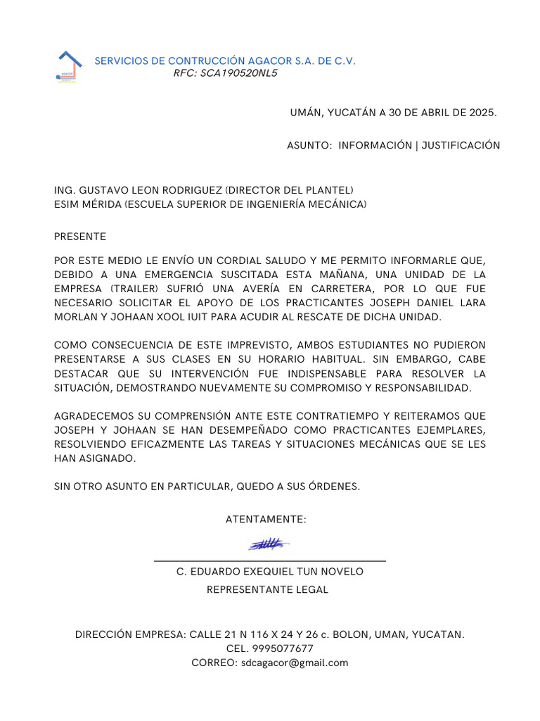 Practicantes AGACOR - SA.De - CV | PDF