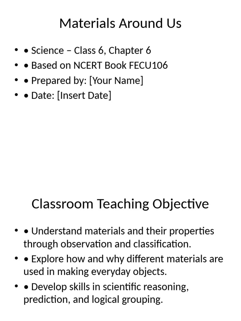 Detailed Materials Around Us Lesson Plan | PDF | Litre | Solubility