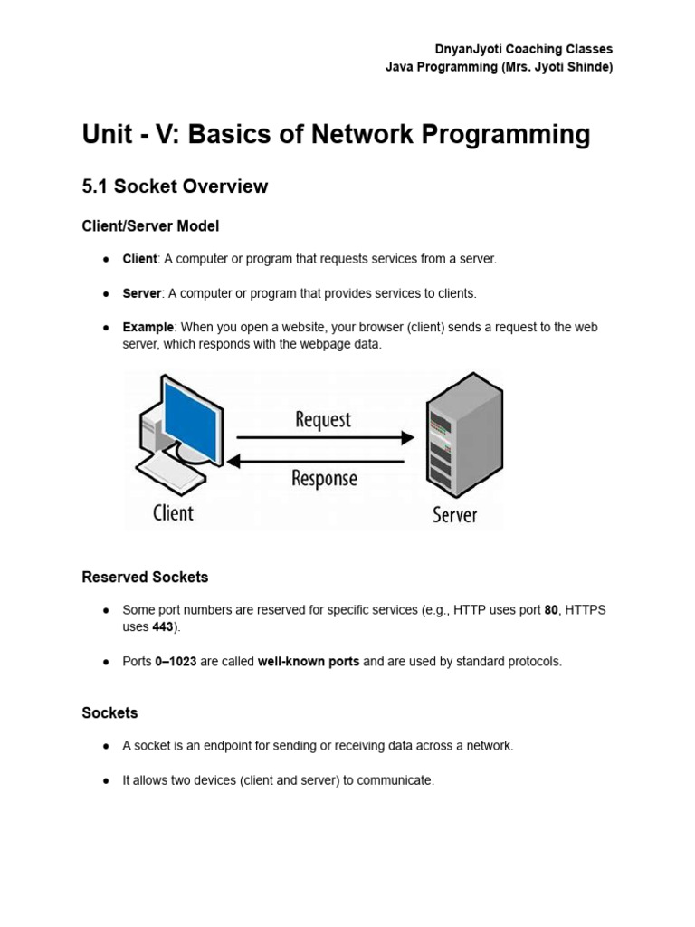 JPR Chapter-5 Notes (Mrs. Jyoti Shinde) | PDF | Network Socket | Port ...