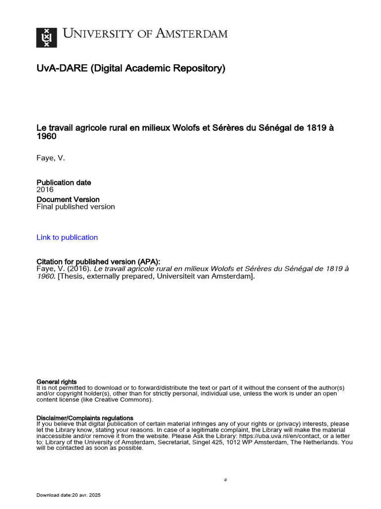 Faye PHD Thesis Final Version | PDF | Agriculture | Economies