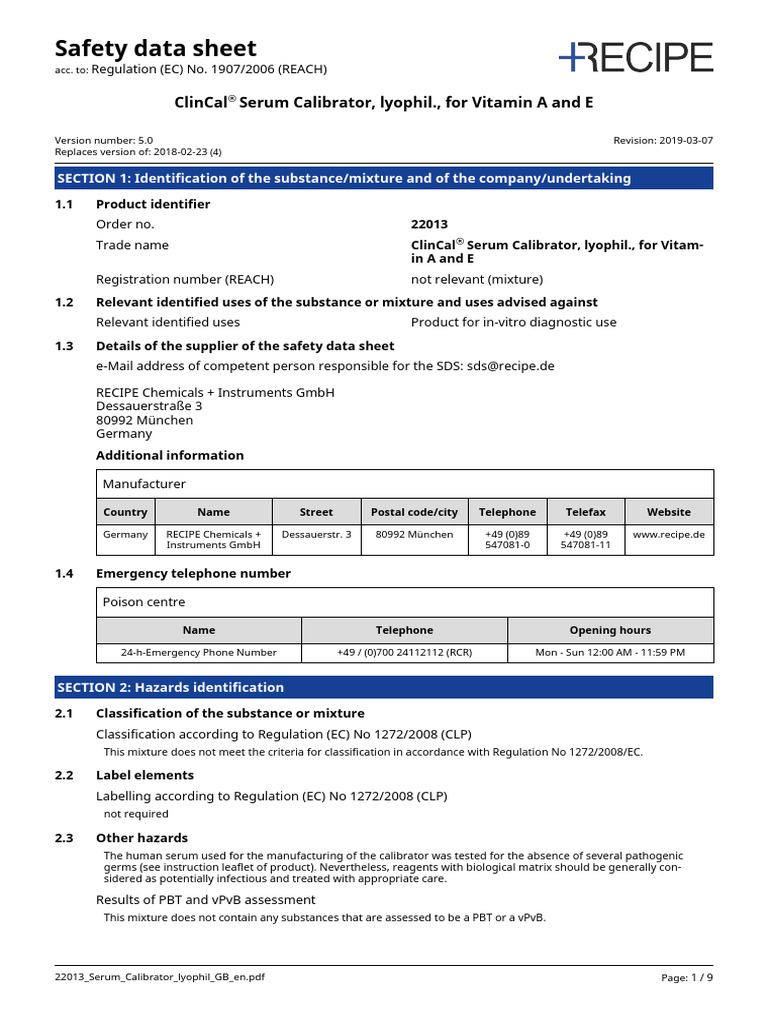 Safety Data Sheet - 22013 (RC22100) | PDF | Dangerous Goods | Firefighting