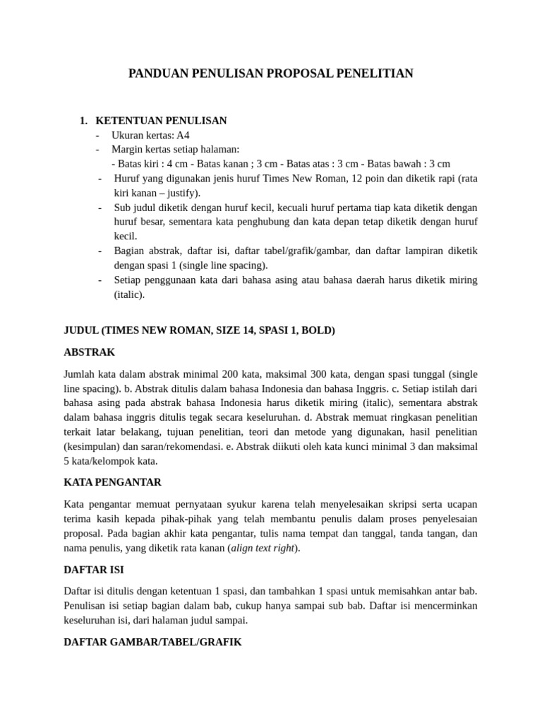 Panduan Penulisan Proposal Penelitian | PDF