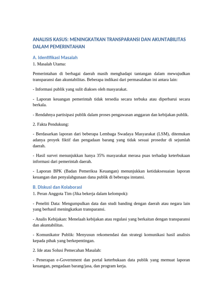 Analisis Kasus Transparansi Akuntabilitas | PDF