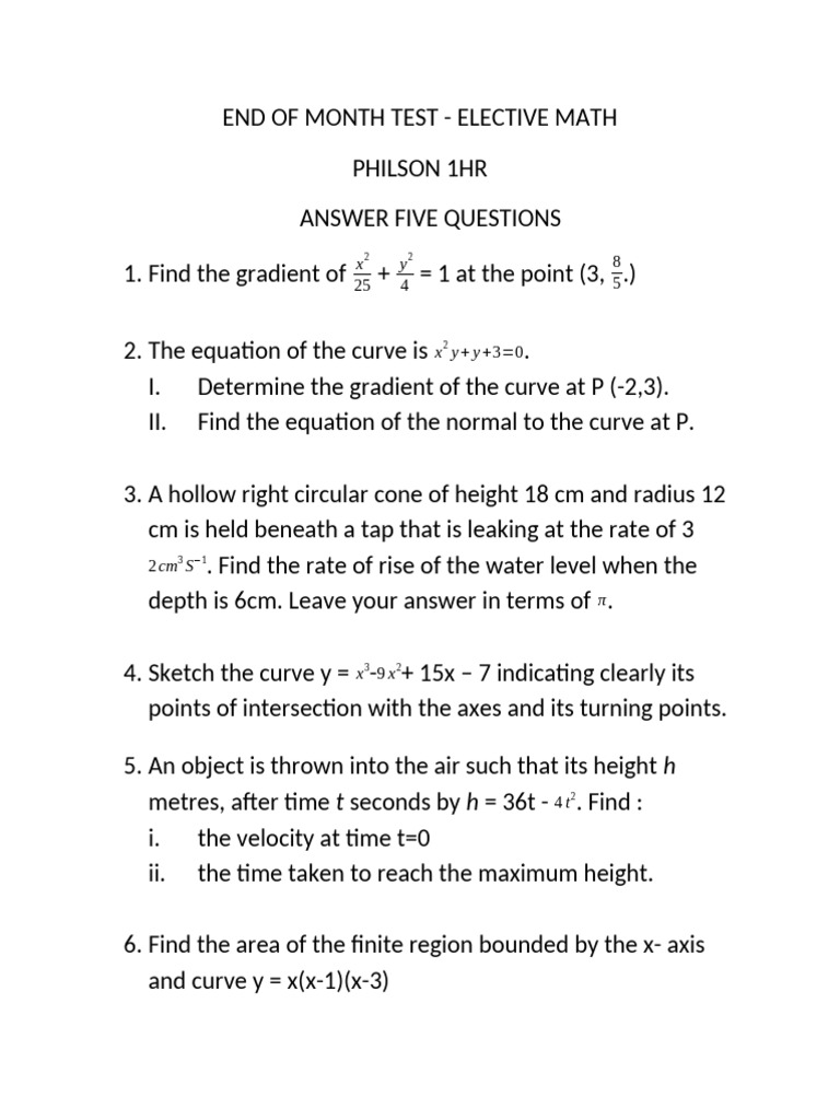 Elective Maths | PDF