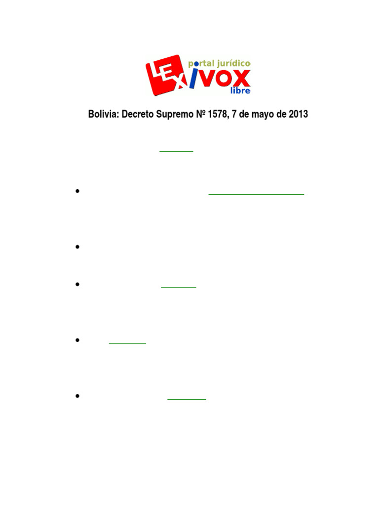 DS-1578 de Reglamentacion Ley 337 | PDF | Bolivia | Reforma agraria