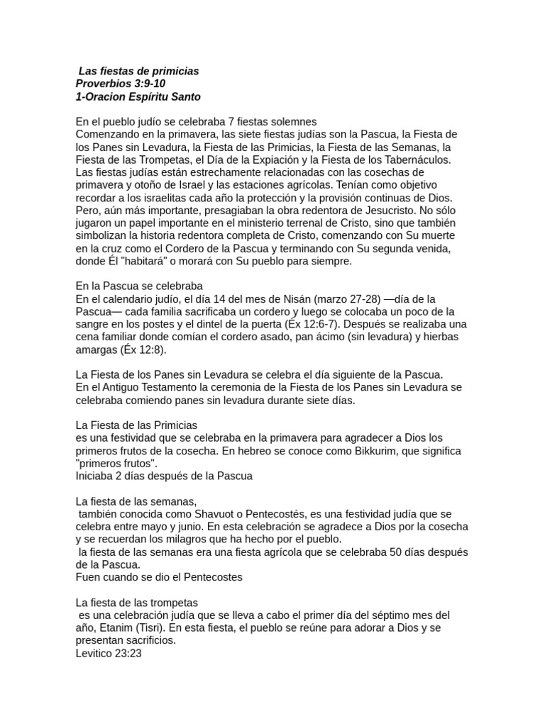Fiesta de las Primicias: Significado y Fe | PDF | Pascua | Sucot