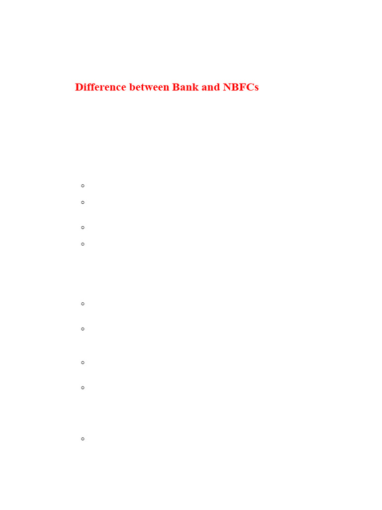 Difference between Bank and NBFCs (1) | PDF | Banks | Deposit Account