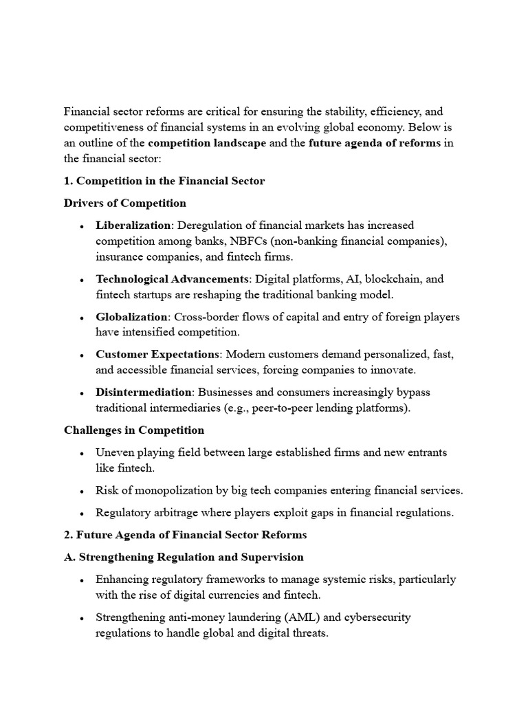 Future Financial Sector Reforms Overview | PDF | Economies | Investing