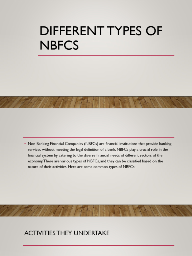 Different Types of NBFC's | PDF | Microfinance | Private Sector