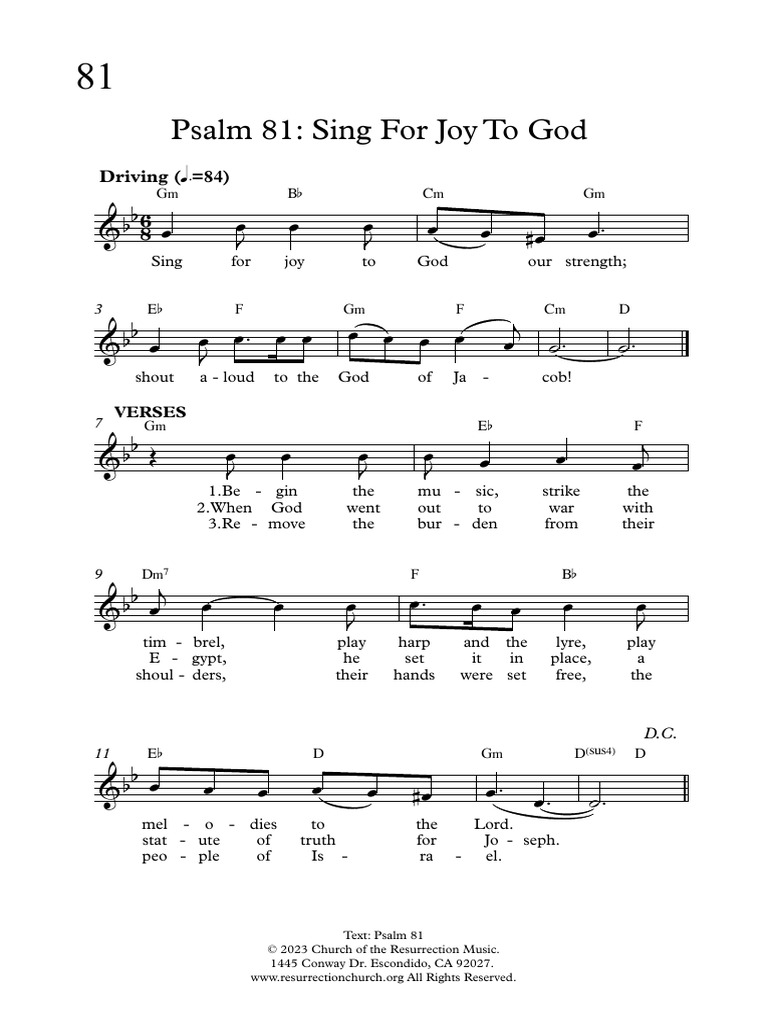 081 Psalm 81 - Full Score | PDF | Christian Hymns | Bible Content