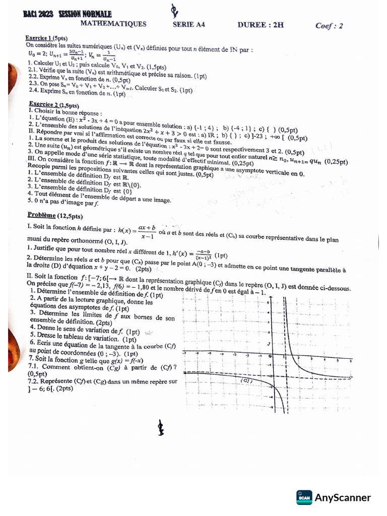 Math A4 Bac1 2023 | PDF