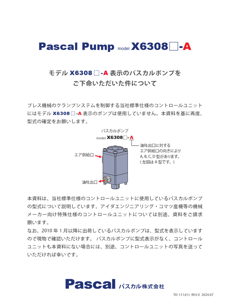 Pascal Pump Model X6308 -A Overview | PDF