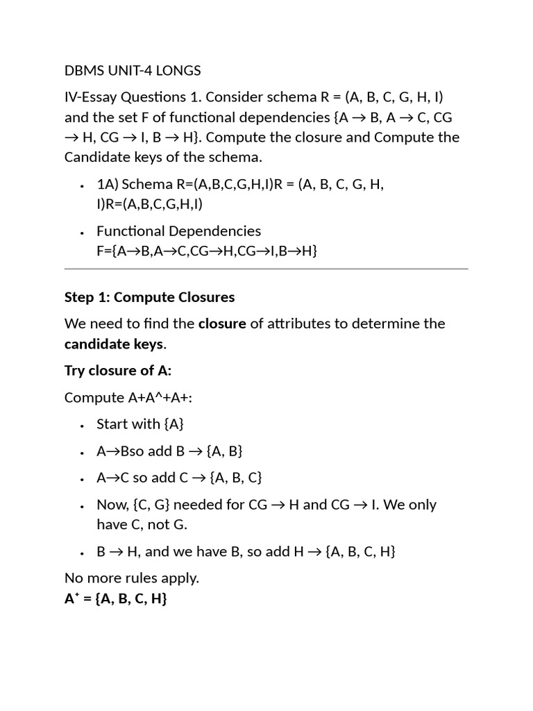 Dbms Mid-2 Unit-4 Longs Answers | PDF | Software Design | Information Technology Management