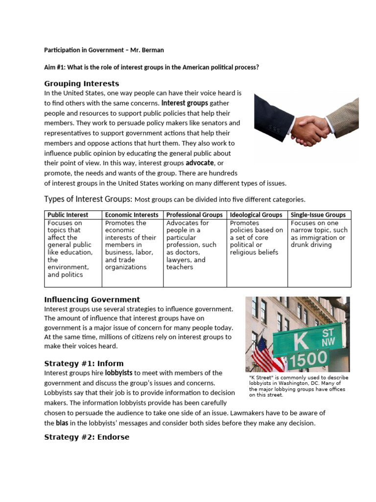 Role of Interest Groups in Politics | PDF | Political Action Committee ...