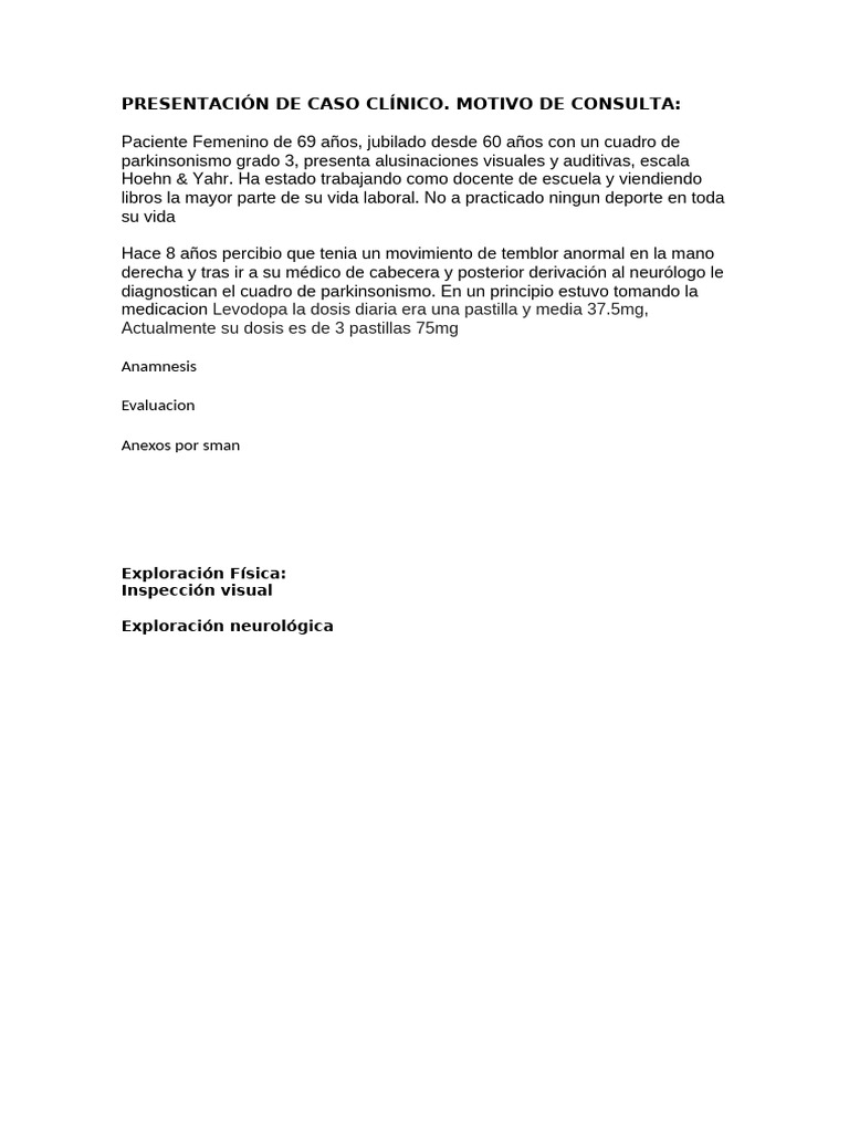 Borrador PRESENTACIÓN DE CASO CLÍNICO | PDF