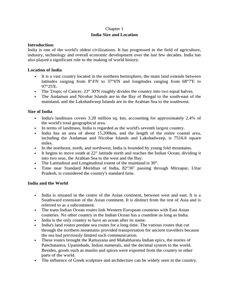 Class 9 Geo CH 1 Notes-1 | PDF | Continent | Asia