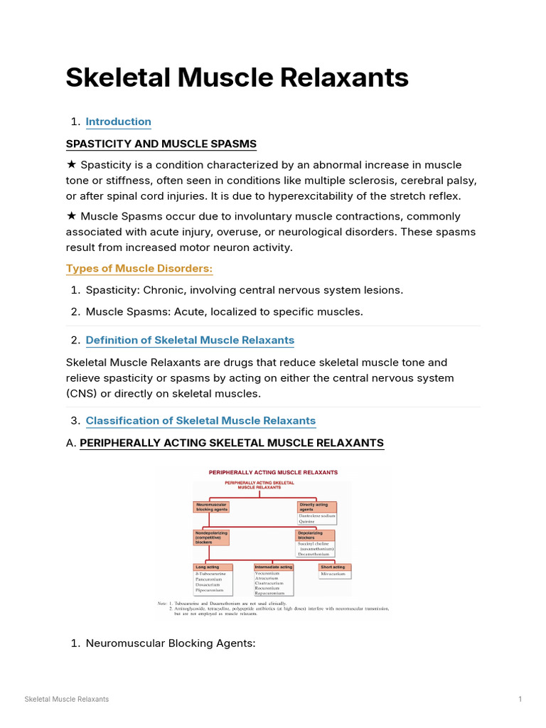 Overview of Skeletal Muscle Relaxants | PDF | Neurophysiology ...